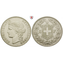 Schweiz, Eidgenossenschaft, 5 Franken 1909, ss