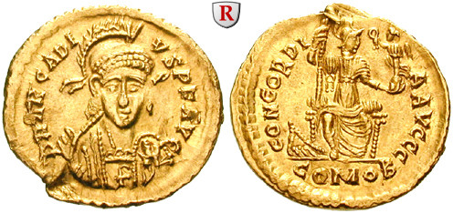 Römische Kaiserzeit, Arcadius, Solidus 397-402, f.vz