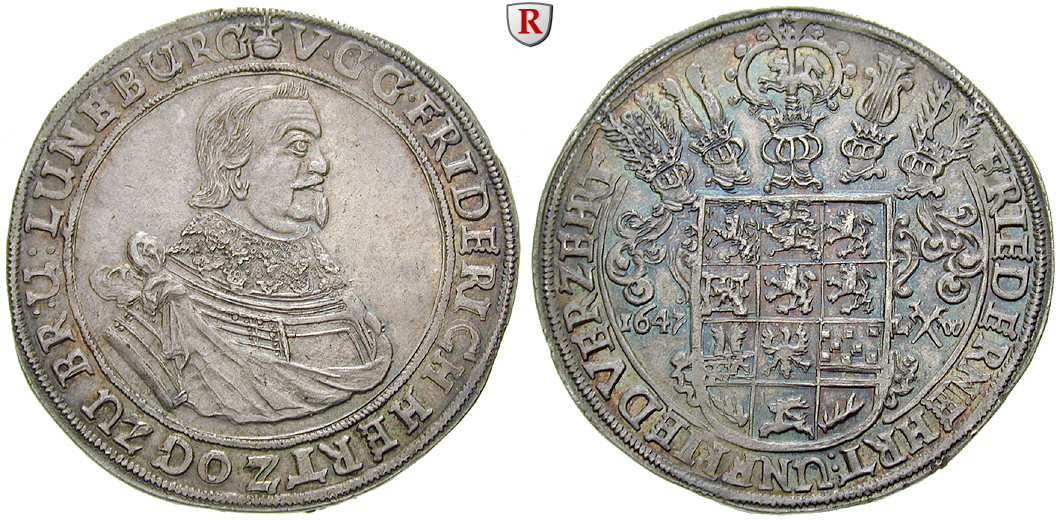 Braunschweig, Braunschweig-Lüneburg-Celle, Friedrich von Celle, Reichstaler 1647, f.st