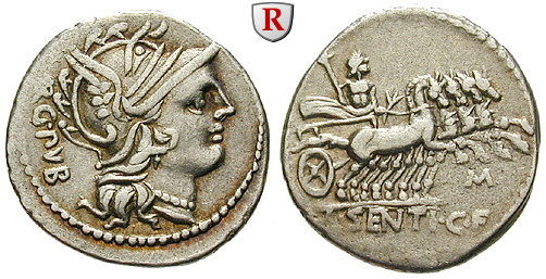 Römische Republik, L. Sentius, Denar 101 v.Chr., ss