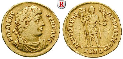 Römische Kaiserzeit, Valens, Solidus 364-367, ss