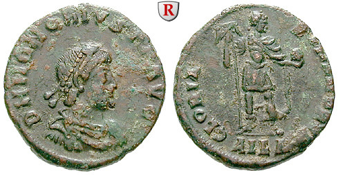 Römische Kaiserzeit, Honorius, Bronze 393-401, ss+