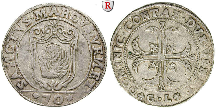 Italien, Venedig, Domenico Contarini, 1/2 Scudo (70 Soldi) 1672, ss-vz