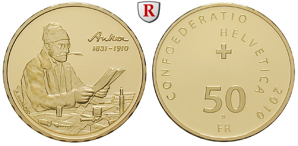 Schweiz, Eidgenossenschaft, 50 Franken 2010, 10,16 g fein, PP