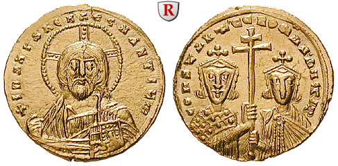 Byzanz, Constantinus VII. und Romanus II., Solidus 950-955, vz-st
